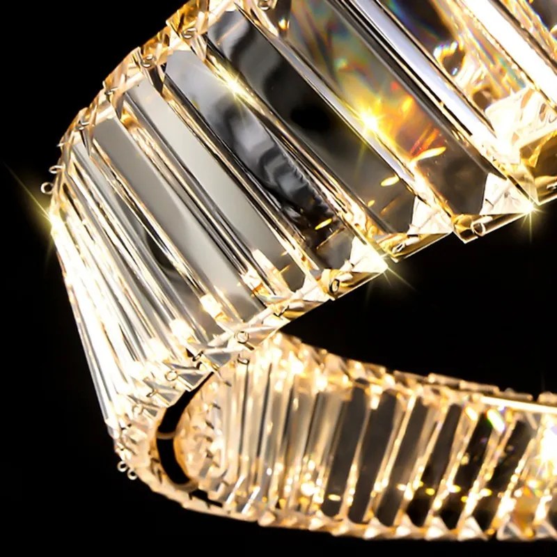 Křišťálový závěsný LED lustr APP1201-CP 50 cm zlatý/neutrální bílá