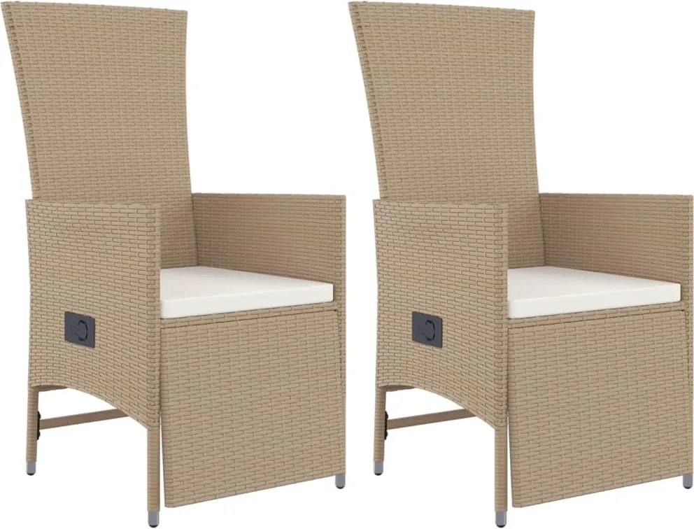 3dílný zahradní jídelní set s poduškami béžový polyratan 3157576