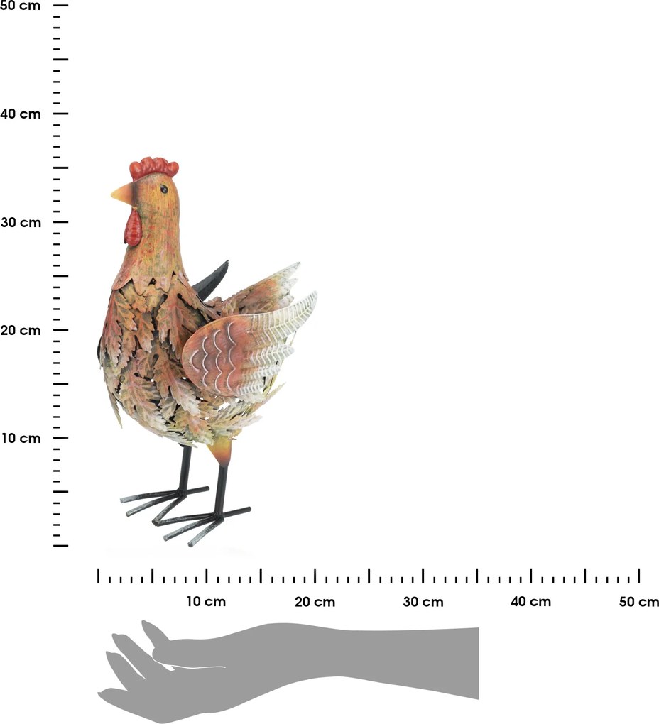 Zahradní kovová figurka Hen, 34 cm, hnědá