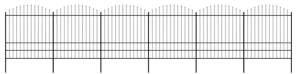 Zahradní plot s kopím nahoře ocelový 1005 x 200 cm černý 277753