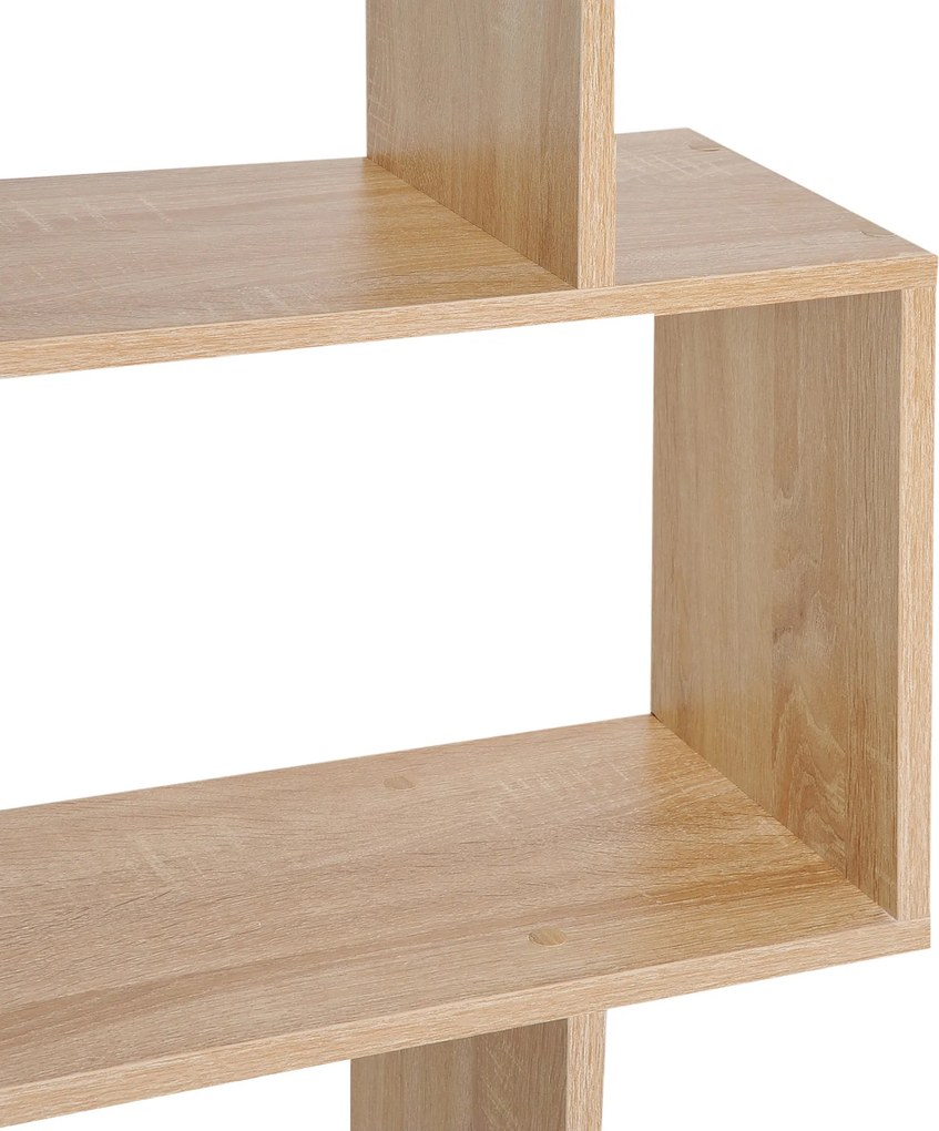HOMCOM Knižní polička Zigzag v moderním designu 80Š x 23H x 192V cm, 6 úrovní, barva světlého dubu