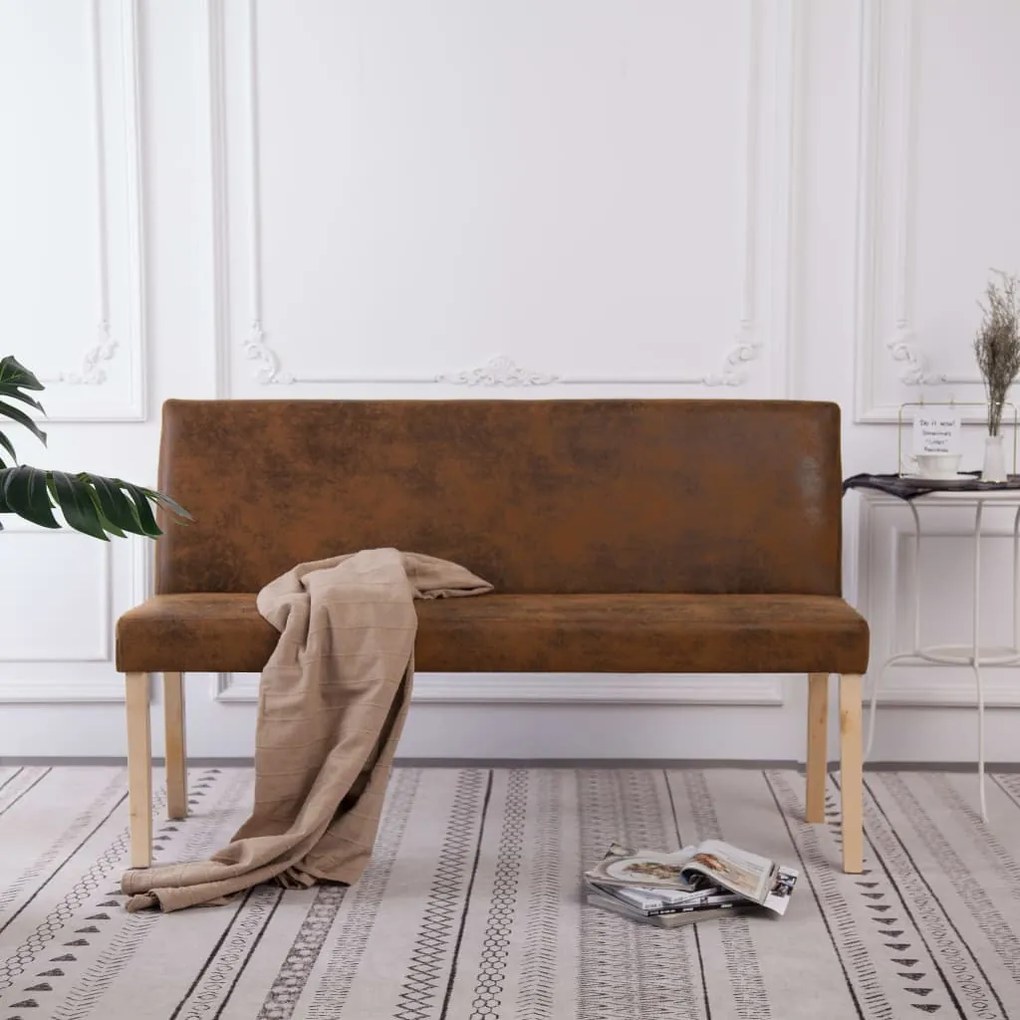 Lavice 139,5 cm hnědá umělá semišová kůže 281333