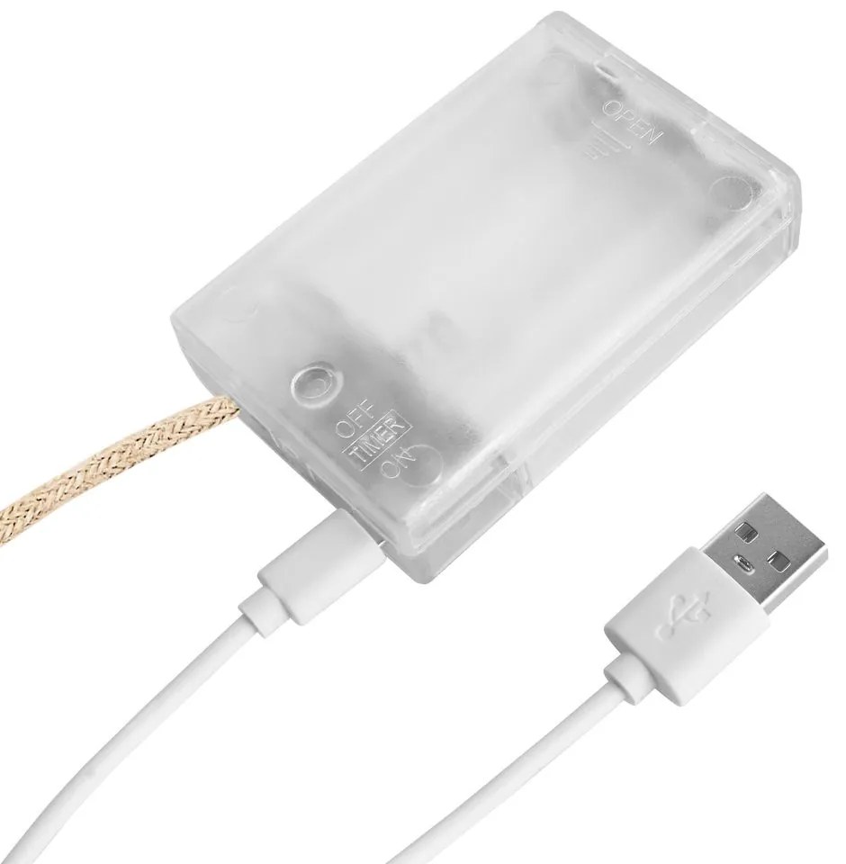 Butlers BULB LIGHTS Světelný řetěz s USB žárovky 10 světel - přírodní