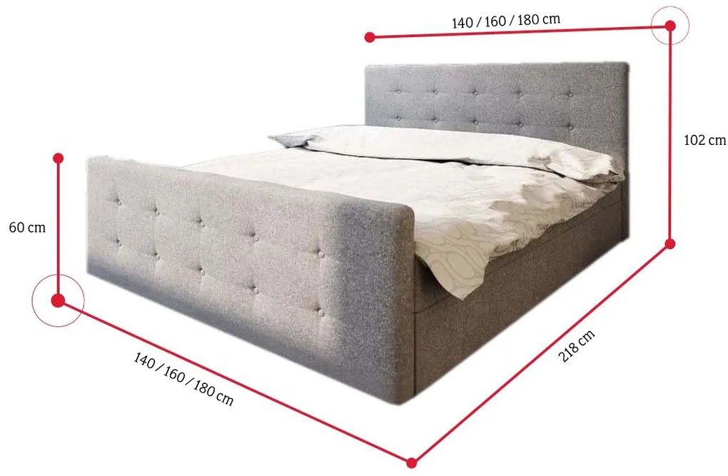 Čalouněná postel MILANO 1 + rošt + matrace, 180x200, Cosmic 160