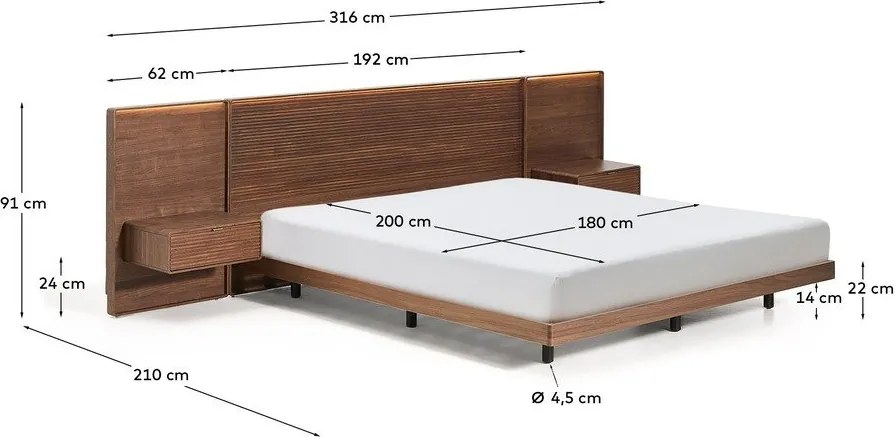 Hnědá dvoulůžková postel z březového dřeva s roštem 180x200 cm Norlen – Kave Home