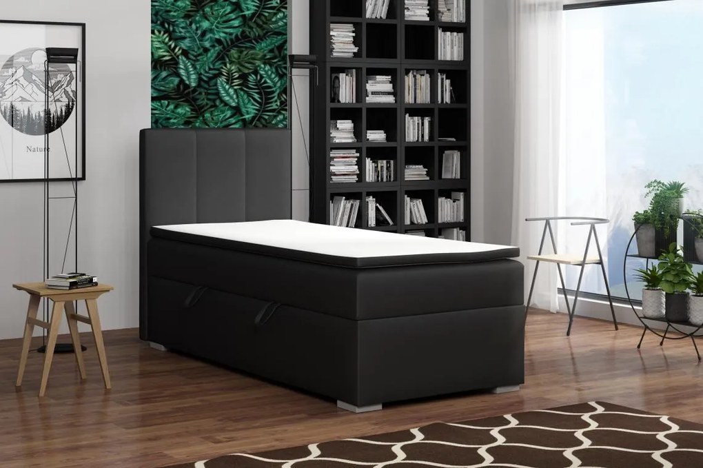 ZETKA FLORYDA MINI 100x200 moderní boxspring postel s úložným prostorem černá 100 x 120 x 208 cm