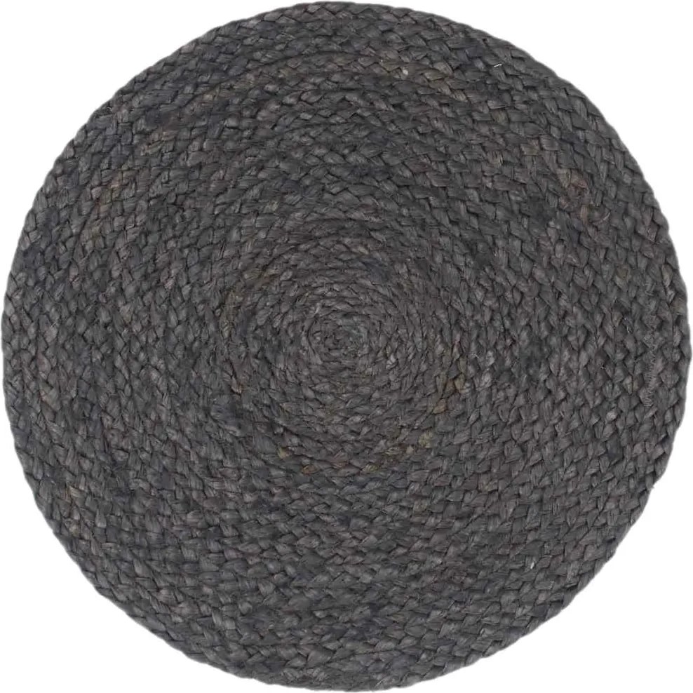 Prostírání 4 ks tmavě šedé 38 cm kulaté juta 133836