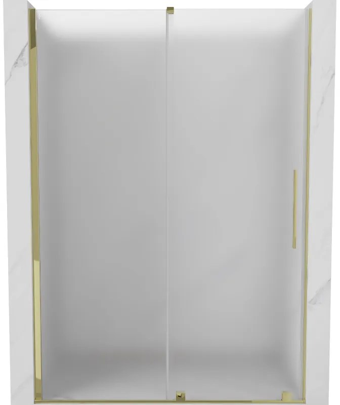 Mexen Velar, posuvné sprchové dveře do otvoru 130 cm, 8mm sklo námraza, zlatá lesklá, 871-130-000-31-50