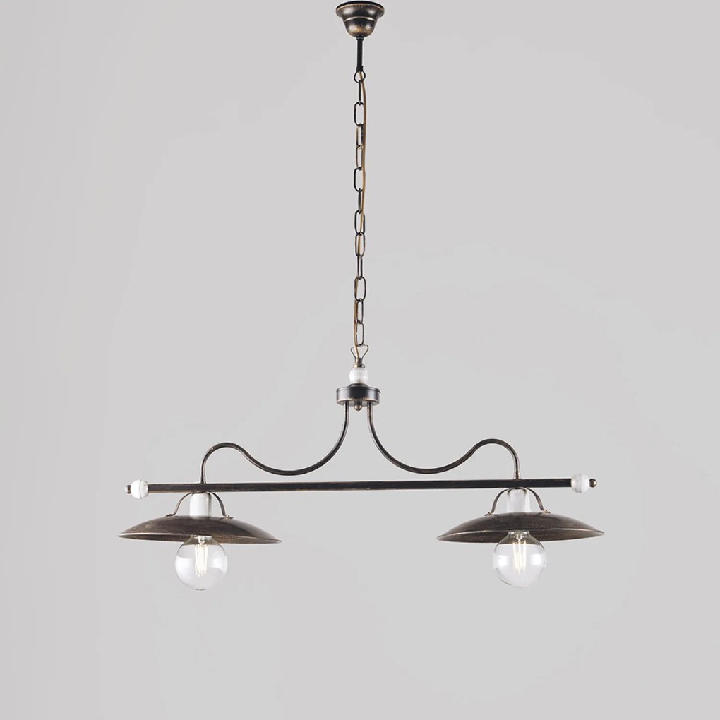 Light for home - Kovový lustr BL234-2-BR "Cantina" 2 X 60 Watt Max, hnědá, zlatá, 2 X 60 W, E27, Hnědá, zlatá