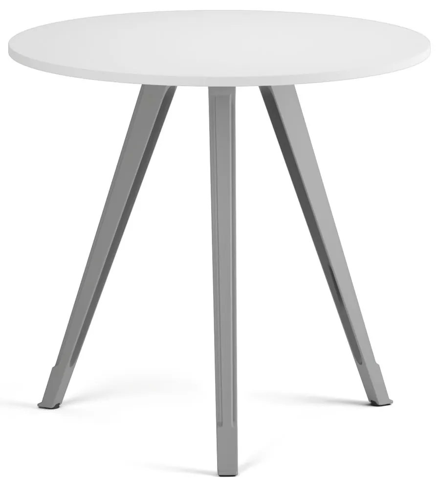 Konferenční stůl PRIMO ZEN, průměr 80 cm, šedostříbrná podnož, bílá