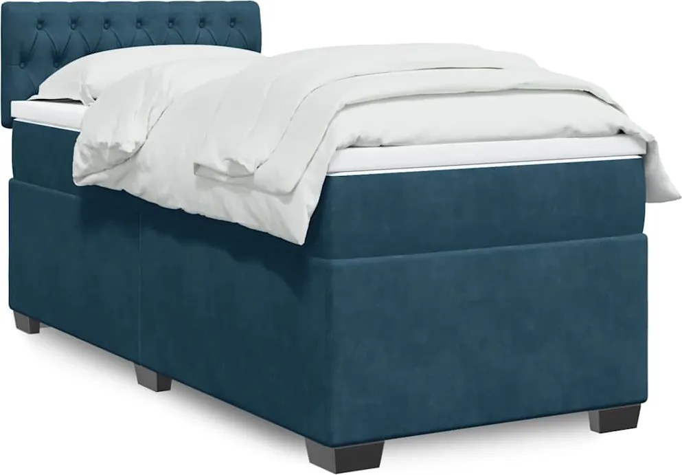 Box spring postel s matrací modrá 90 x 190 cm samet 3288496