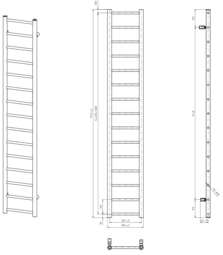 Sapho - Koupelnový radiátor DINA 335W 30x174 cm bílá