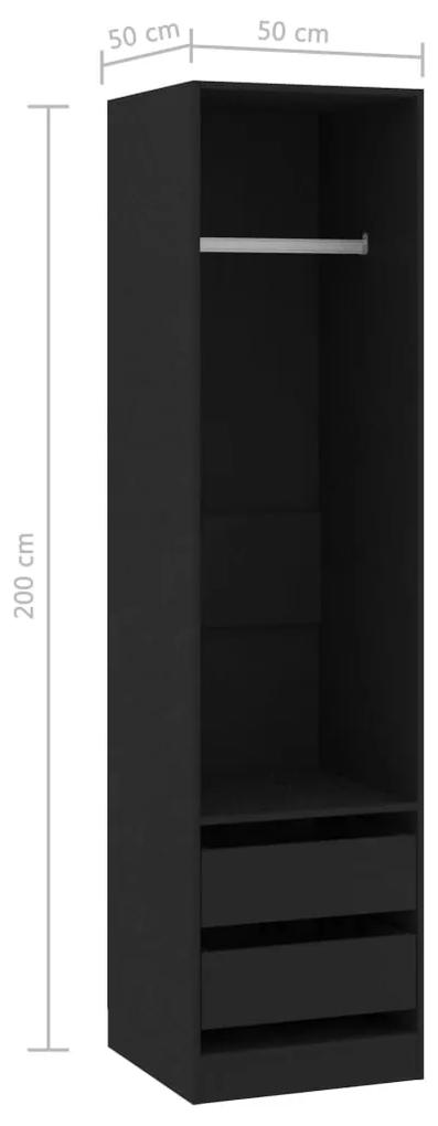 vidaXL Šatní skříň se zásuvkami černá 50 x 50 x 200 cm dřevotříska