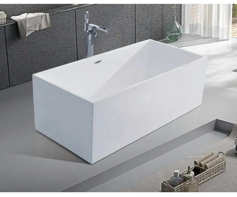 BPS-koupelny Volně stojící akrylátová vana HYD-SAN507A 150x75 bílá, odtokový komplet chrom