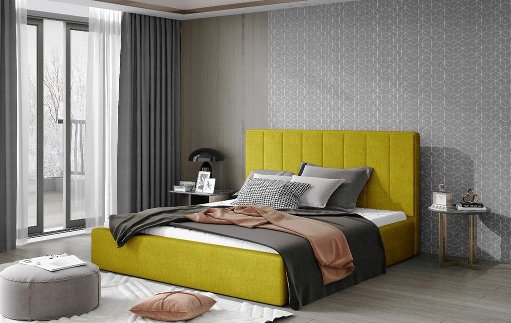 Eltap Čalouněná postel Audrey dřevěný rám Materiál a barva potahu: Omega 68 - žlutá, Rozměry (cm): 160x200