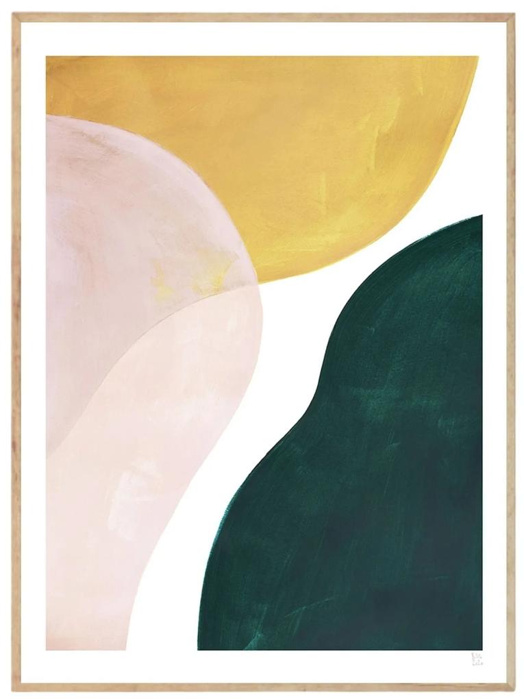 THE POSTER CLUB Autorský plakát Transparent Rosa by Berit Mogensen Lopez 50x70 cm, růžová barva, zelená barva, žlutá barva, papír