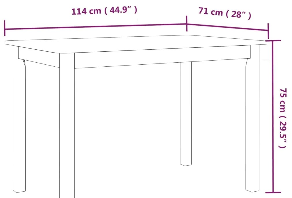 vidaXL Marketos Jídelní stůl bílý 114 x 71 x 75 cm masivní kaučukovník