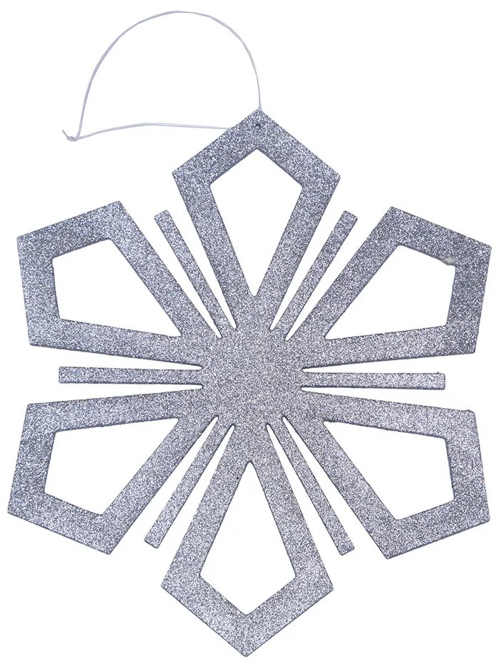 Vánoční ozdoba vločka II, pr. 40 cm, stříbrná, překližka, venkovní