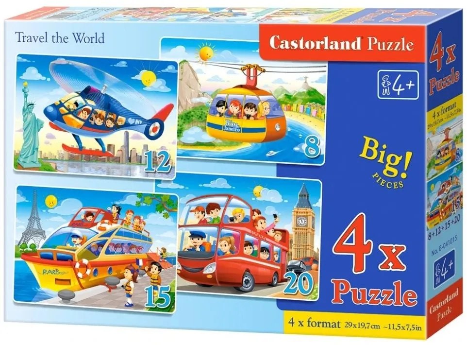 Castorland puzzle cesta kolem světa 4v1 (8,12,15,20 dílků)