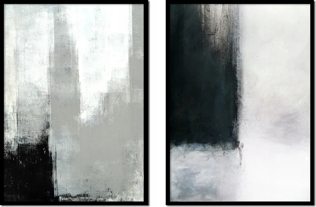 Obraz Plakáty V Rámu 53x73 cm Diptych Sada 2 obrazů černobílá P1718