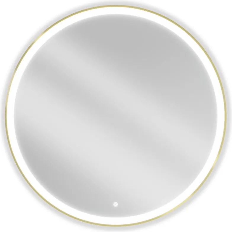 Mexen Esso kulaté podsvícené koupelnové zrcadlo, 100 cm, LED 6000K, antipára, zlatý rám - 9825-100-100-611-50