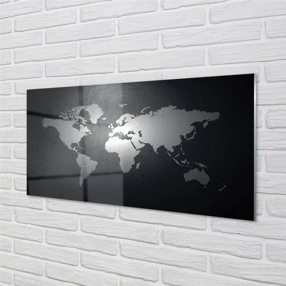 akrylový obraz Černém pozadí White mapa 140x70 cm