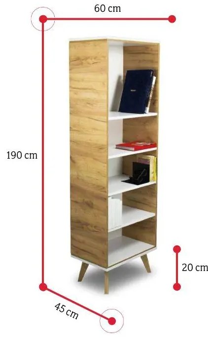 Regál JORGEN BS, 60x190x45, zelená/bílá