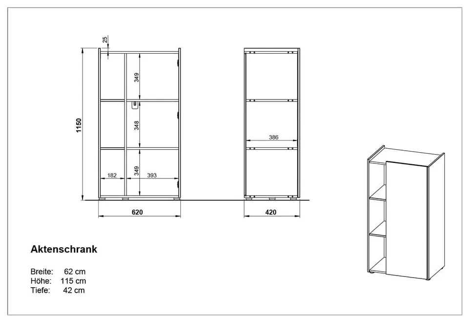 Tmavě šedá knihovna v dekoru dubu 62x115 cm Austin - Germania