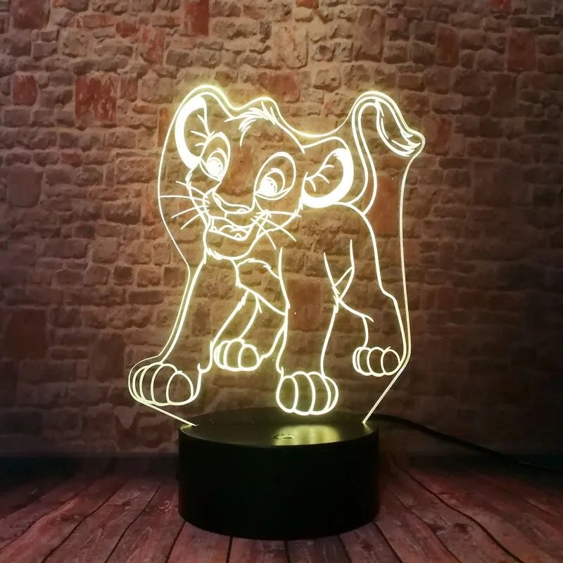 3D LED Lampička Simba Lví král