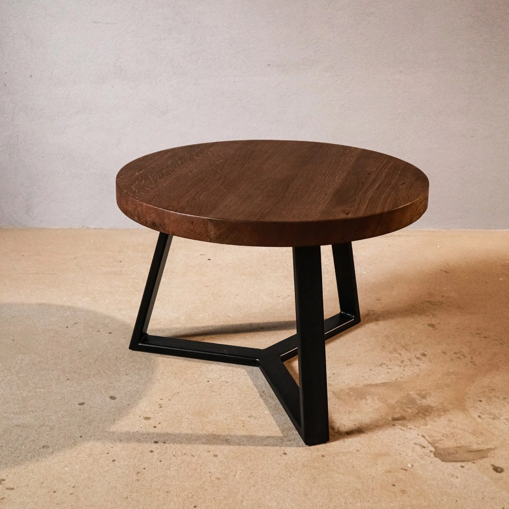 Wudboys Konferenční stůl ROUND Barva kovu: Černá, Dřevo: Dub, Rozměr: Průměr 90cm, moderní skandinávský styl