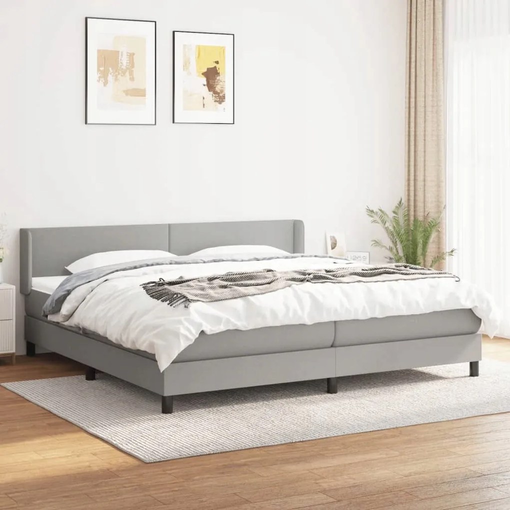 Fionshop 264242703 Box spring postel s matrací světle šedá 200 x 200 cm t