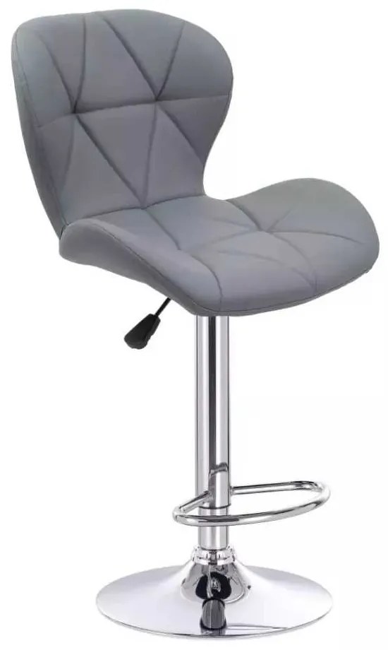LuxuryForm DESIGN Barová židle LIVIO na stříbrné kulaté podstavě - šedá