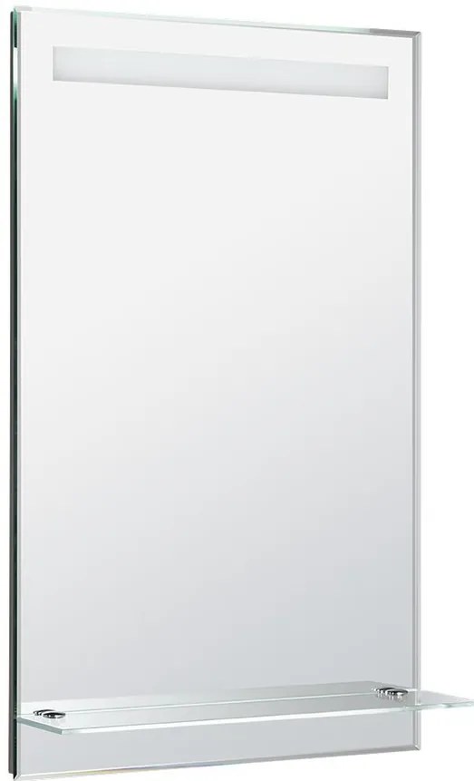Aqualine, LED podsvícené zrcadlo 50x80cm, skleněná police, knoflíkový vypínač, ATH52