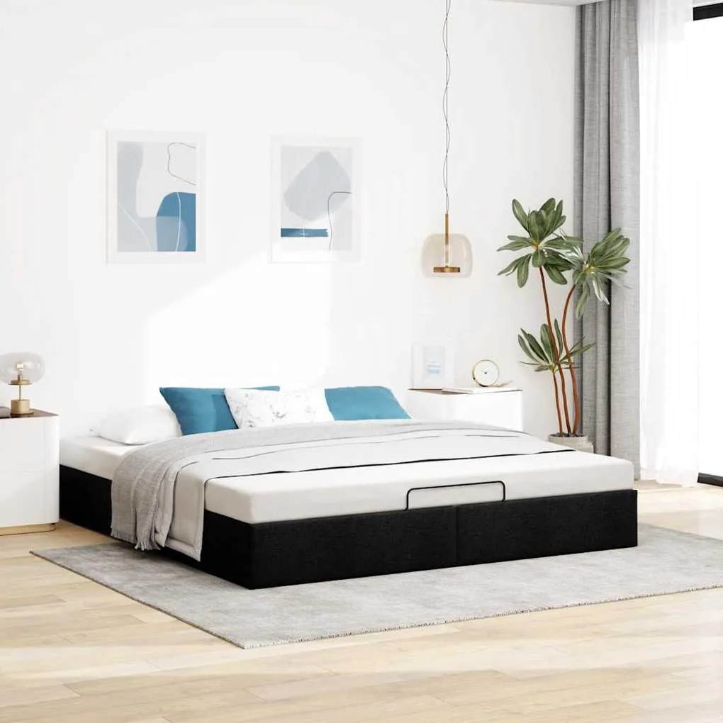 Osmanský rám postele bez matrací černá 160x200 cm textil 3310891