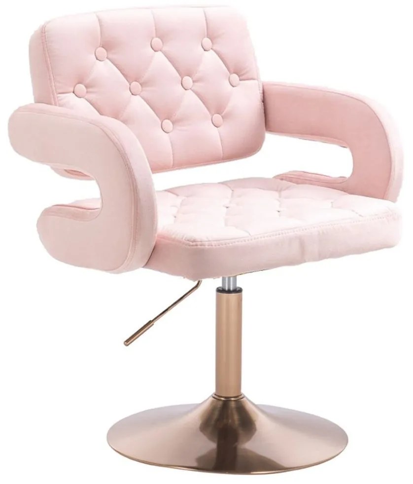 LuxuryForm DESIGN Otočná židle ADRIA VELUR na zlatém talíři - růžová
