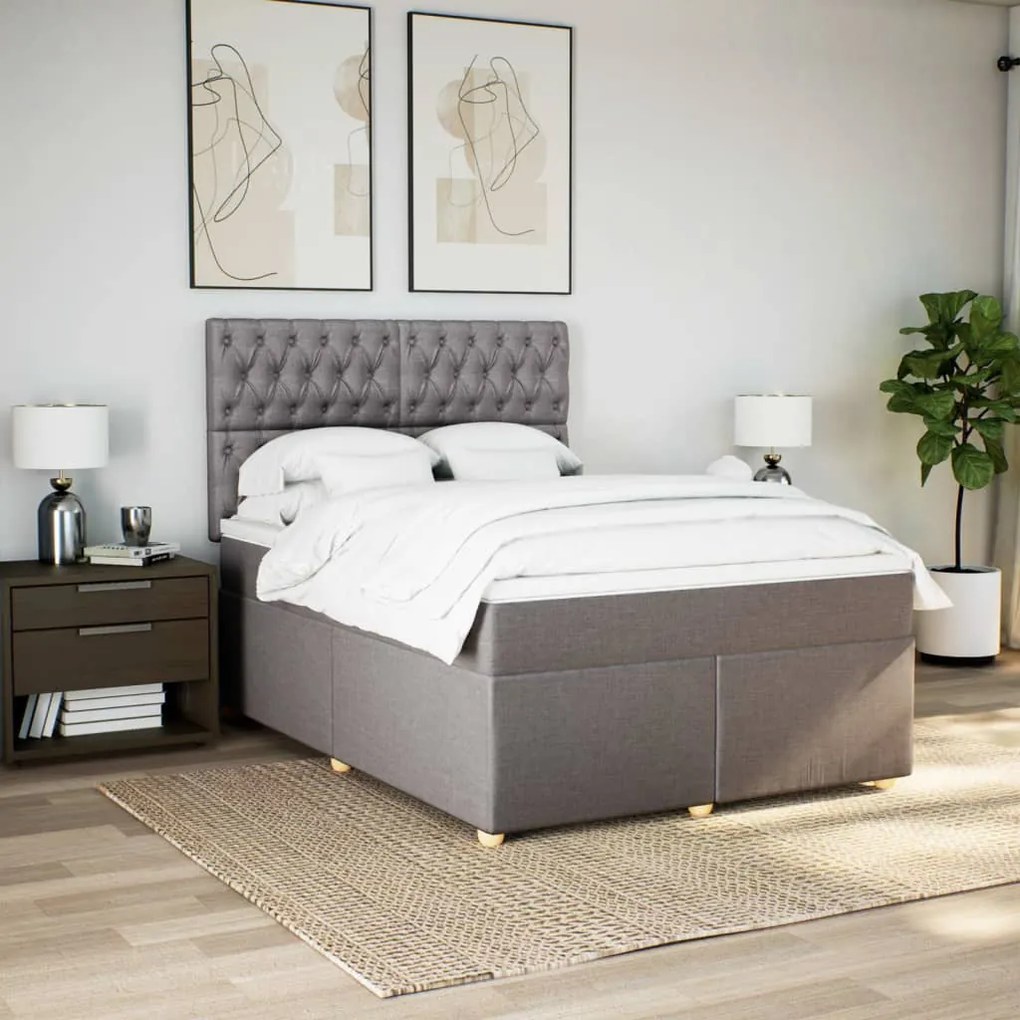 Box spring postel s matrací taupe 140x200 cm textil 3291314