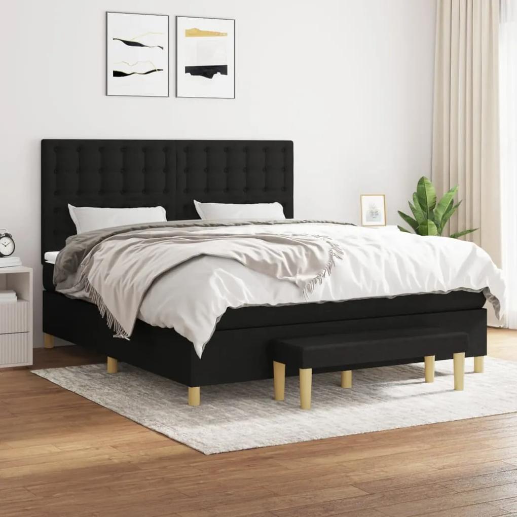 Box spring postel s matrací černá 180x200 cm textil,  3137495