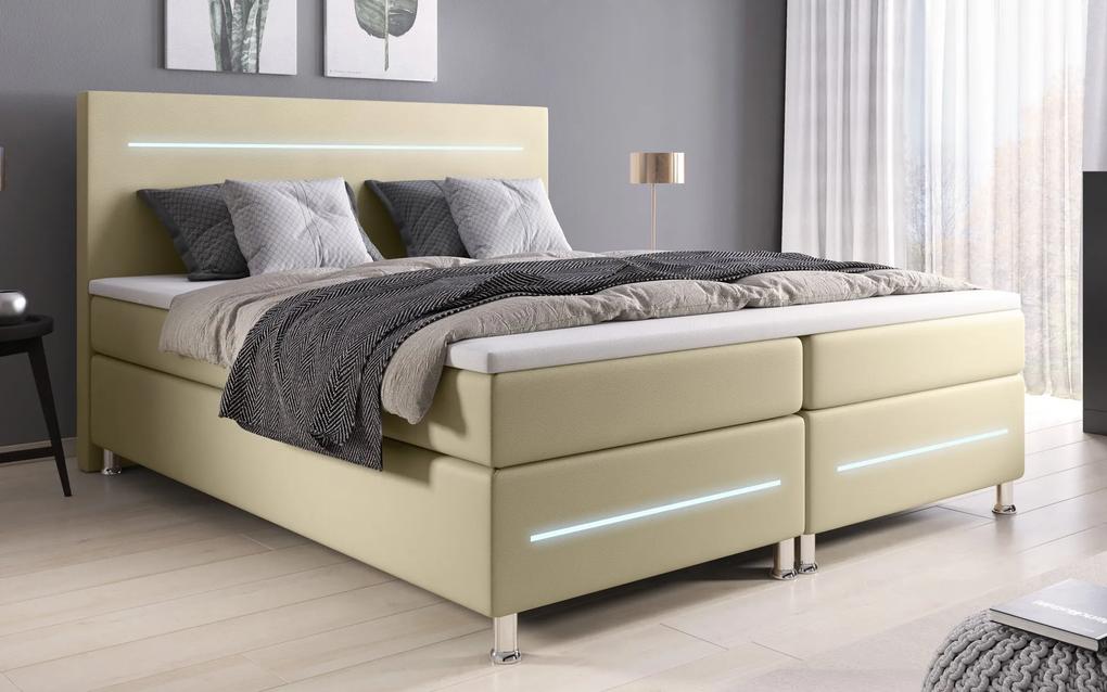 K&M postele Boxspring postel SEJOUR bez úložného prostoru s LED Velikost postele: 160 × 200 cm, Výběr matrace: Taštičková zónová matrace - měkká (70–…