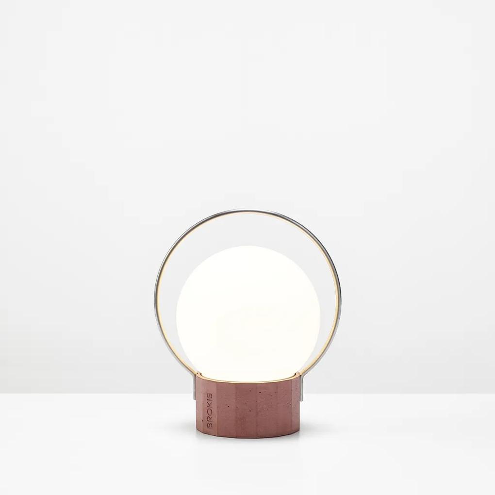 Přenosná betonová lampička Sfera Portable Dekor: Terracotta beton / Nerezová montura / Bílé sklo, Rozměr: ø 400 x 468 mm