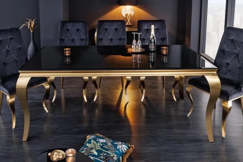 Moderní barokní jídelní stůl 180cm černý zlatý opál/ 42309