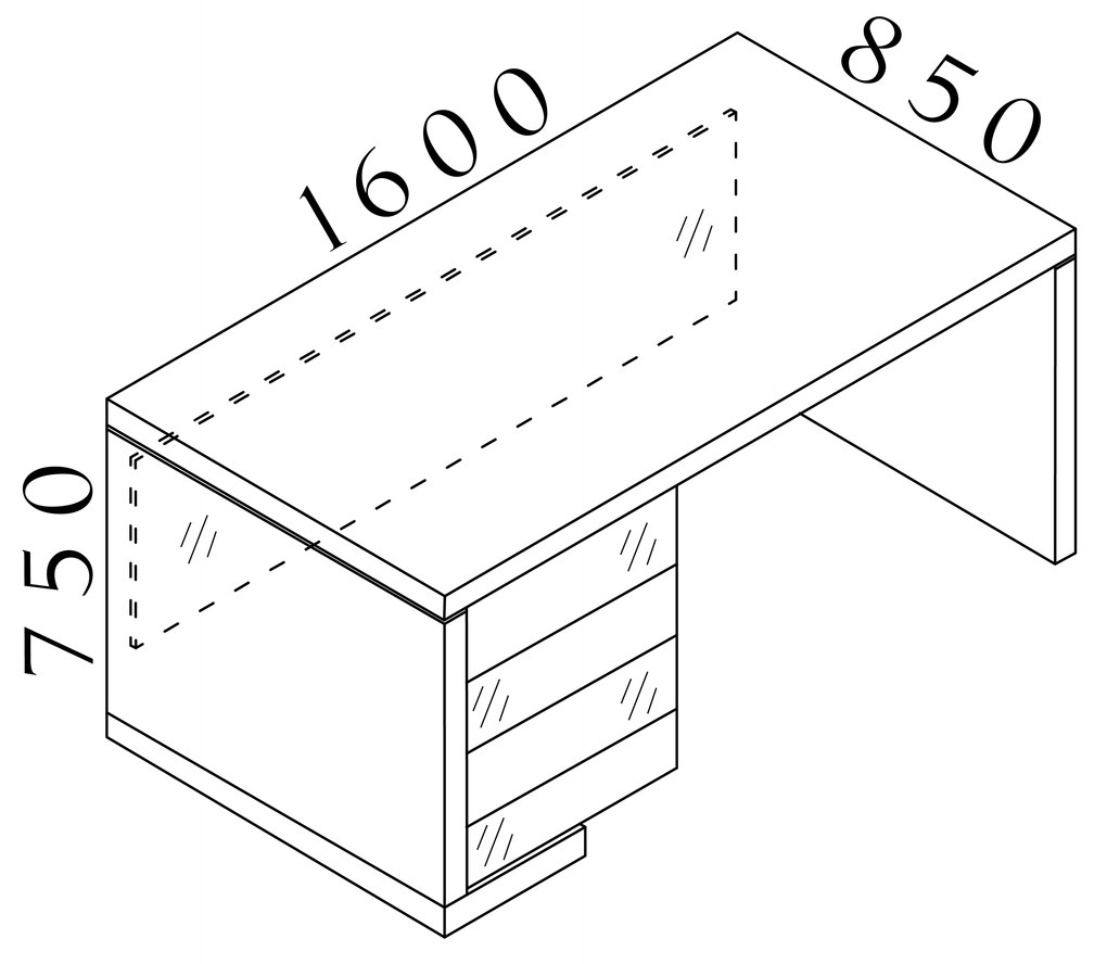 Manažerský stůl SOLID, se zásuvkami 160/180/200cm