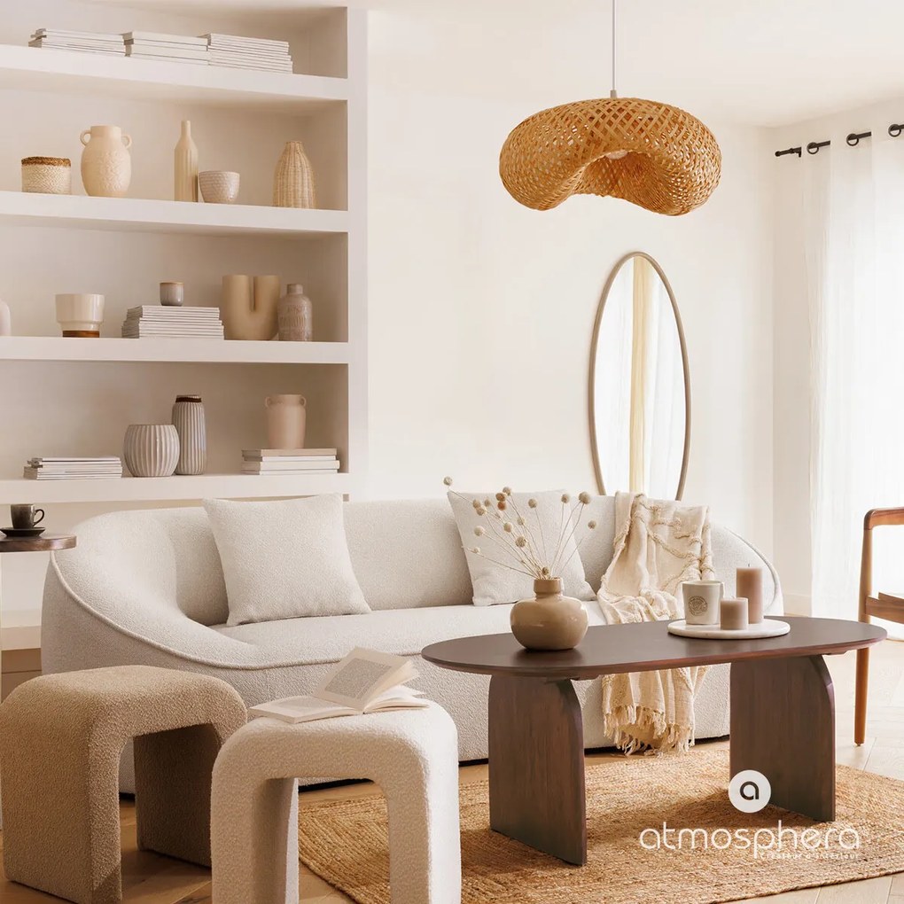 Závěsná lampa boho, určena nad stůl BEDDY, bambusová, 51 cm