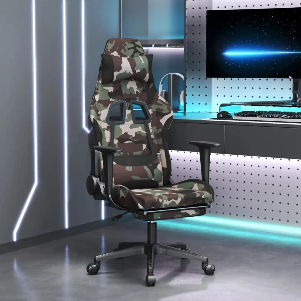 vidaXL Masážní herní židle s podnožkou černá a textil [345508] Barva: krémová
