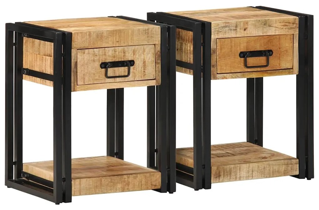 Noční skříňky 2 ks 40x35x50 cm Masivní surové dřevo Mango