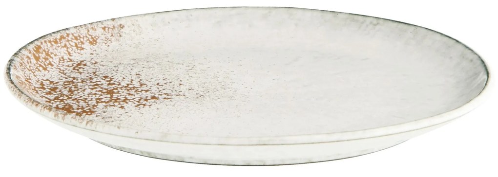 MADAM STOLTZ Keramický talíř White/Orange ø 21 cm, krémová barva, keramika