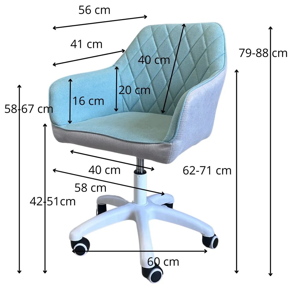 Vikio Pracovní křeslo mentolová látka VKZ100M