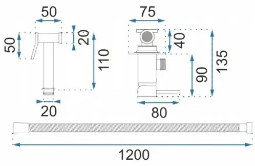 REA-B6311 -Bidetová baterie se sprškou pro podom. instalaci LUNGO broušená zlatá