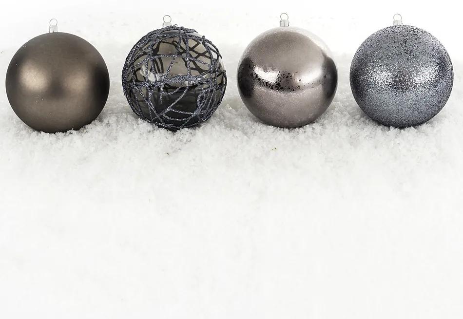 Vánoční koule mix pr. 10 cm, stříbrná, HTH