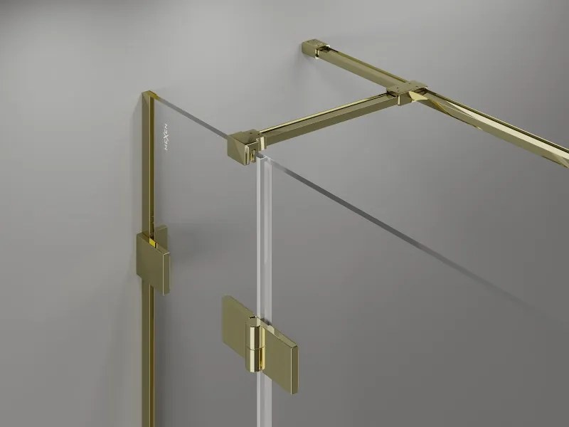 Mexen Lunar T, sklápěcí sprchový kout levý 125 x 80 cm, 8mm čiré sklo, zlatý profil, 834T-125-080-50-00-L