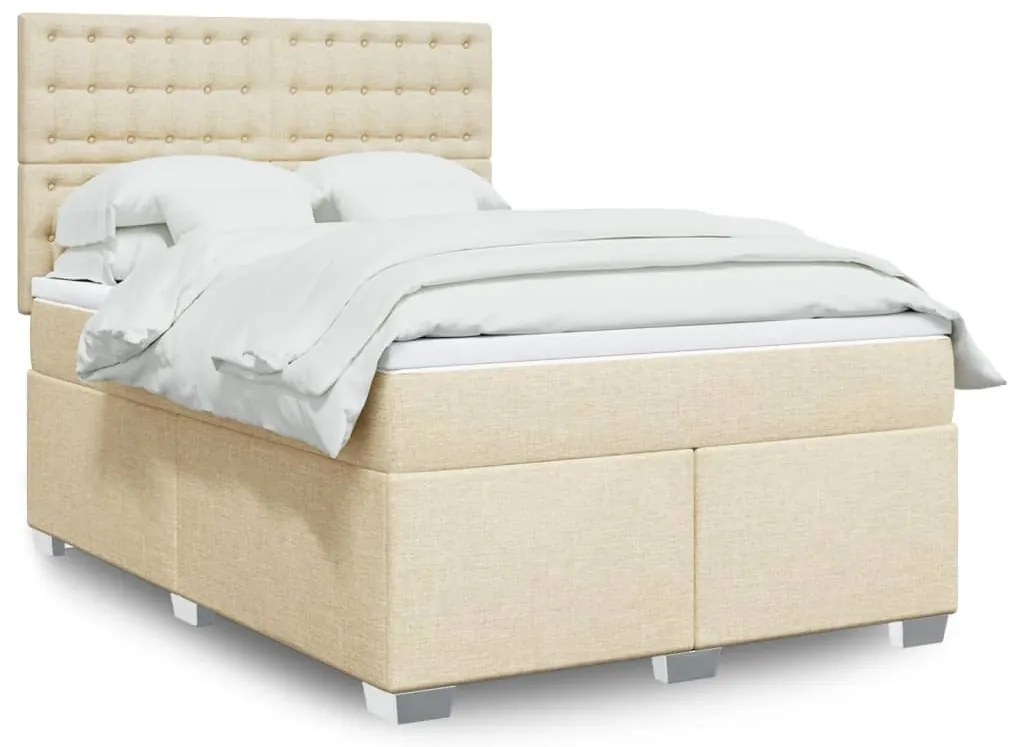 Box spring postel s matrací krémová 160x200 cm textil 3290558